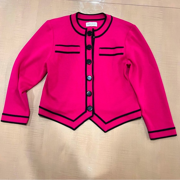 Yves Saint Laurent | Sweaters | Ysl Vintage Chic Pink Cardigan With ...